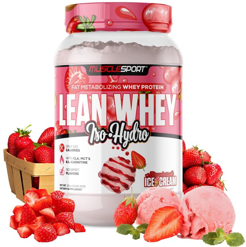 MuscleSport Lean Whey Iso-Hydro Strawberry Ice Cream 2 lbs | Low-Price ...